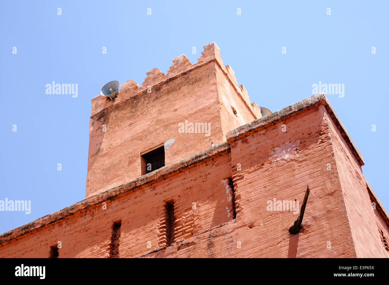 Looking up to the top of a Minarette at a Mosque in Marrakech, Morocco ...