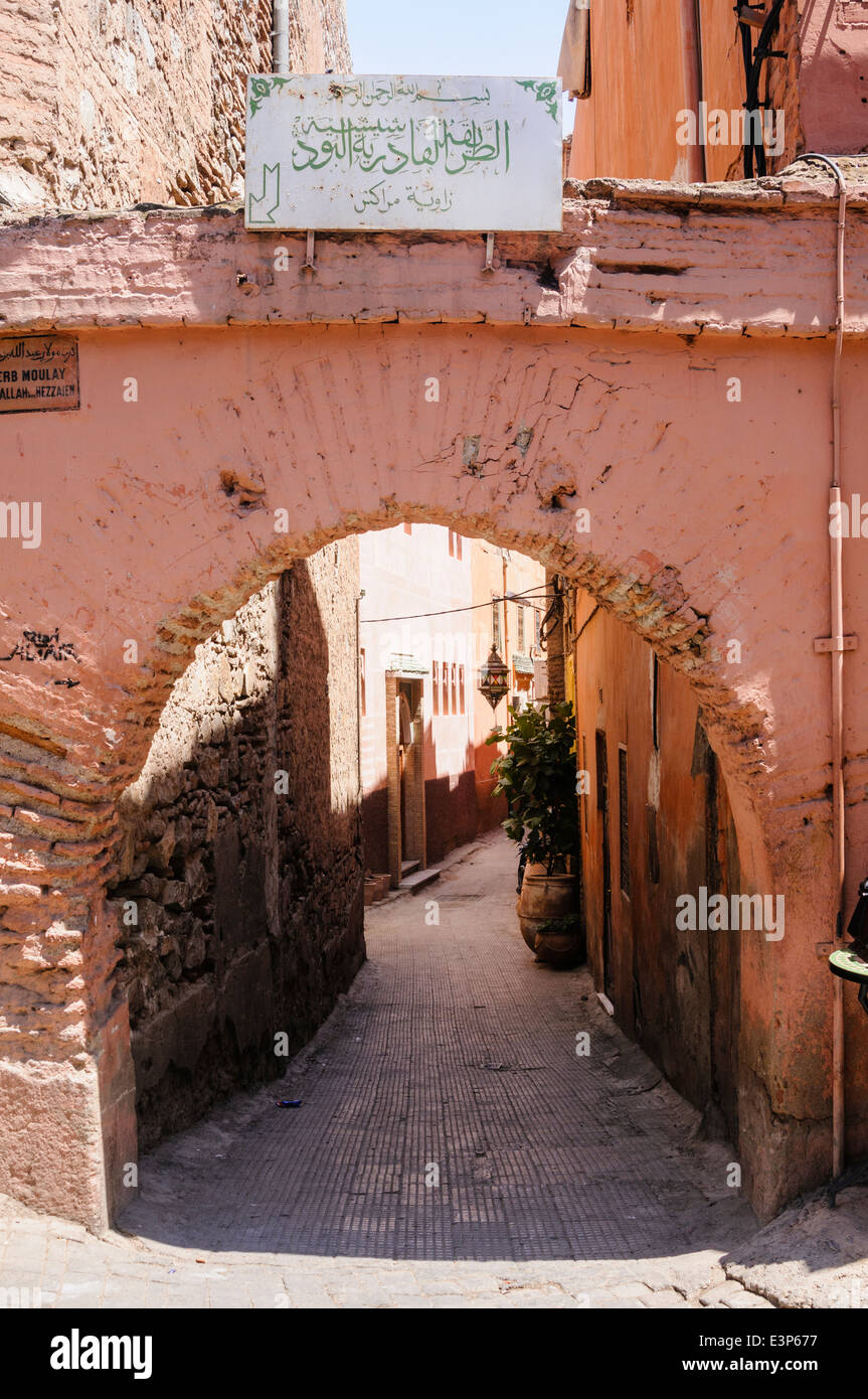 Narrow street in the old town, Marrakech, Morocco Stock Photo - Alamy