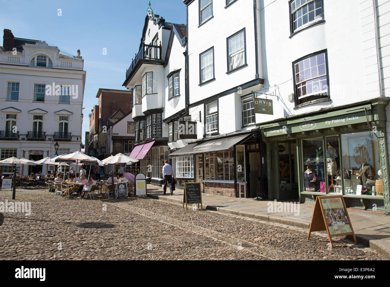 Cathedral Close Exeter Devon UK pavement cafe in this historic part of ...