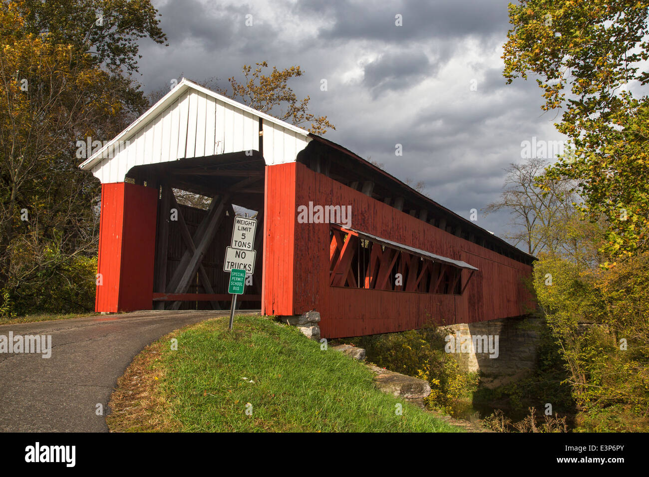 The Scipio Covered Bridge built in 1886 crosses Sand Creek in Scipio ...