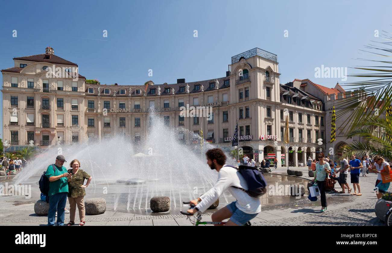 Munich, Karlsplatz (Stachus) with water fountain - Munich, Bavaria ...