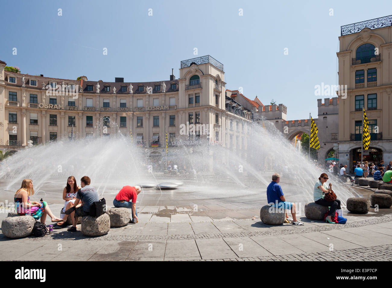 Munich, Karlsplatz (Stachus) with water fountain - Munich, Bavaria ...