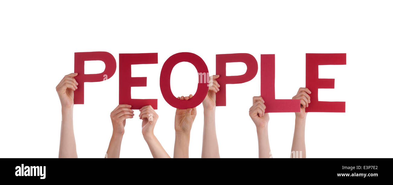 Many Persons Holding the red Word People, Isolated Stock Photo - Alamy