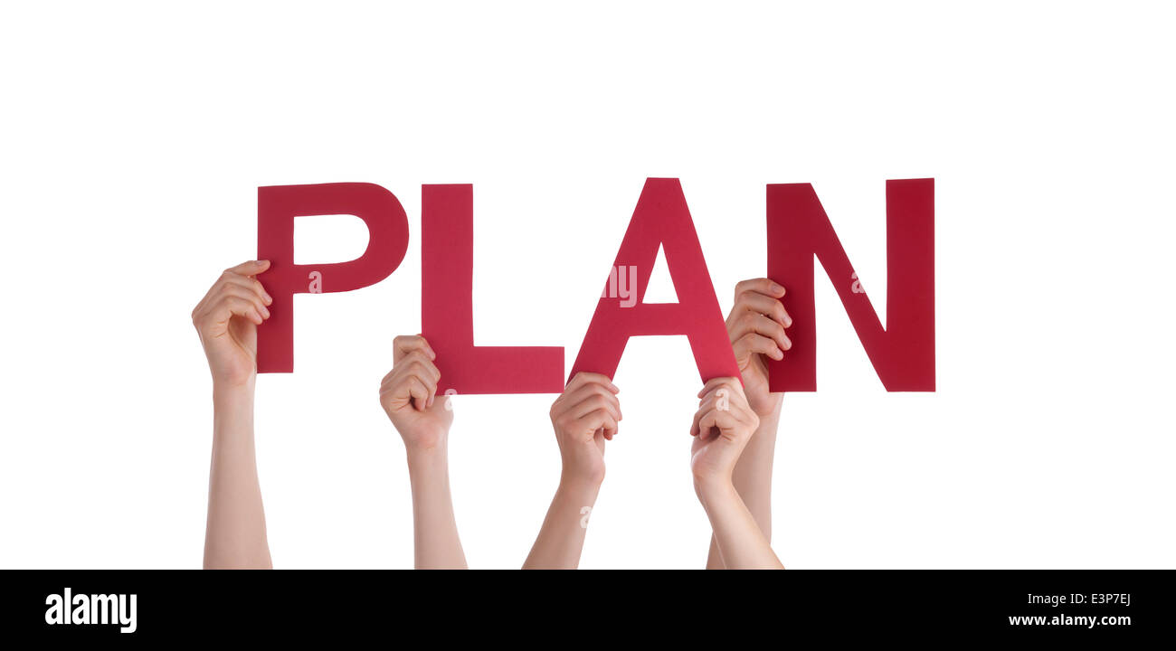 Many People Holding the red Word Plan, Isolated Stock Photo - Alamy