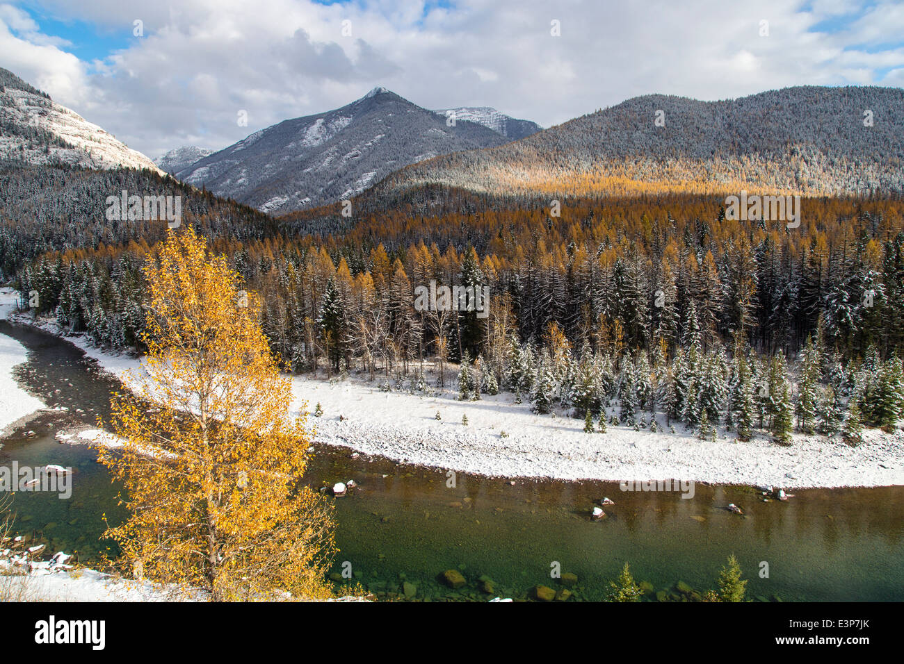The Middle Fork of the Flathead River with Running Rabbit Mountain in ...
