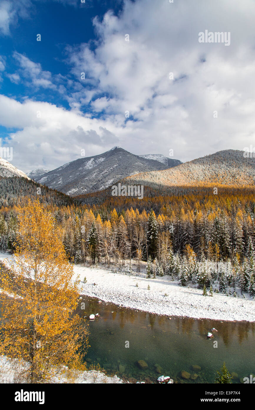 The Middle Fork of the Flathead River with Running Rabbit Mountain in ...