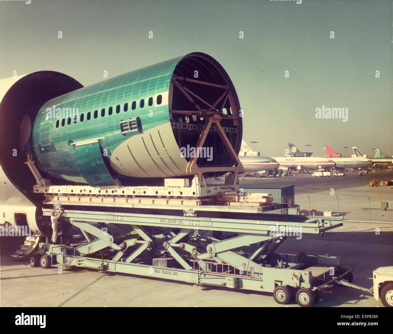 This image captures the production of the DC-10 fuselage at the Convair ...