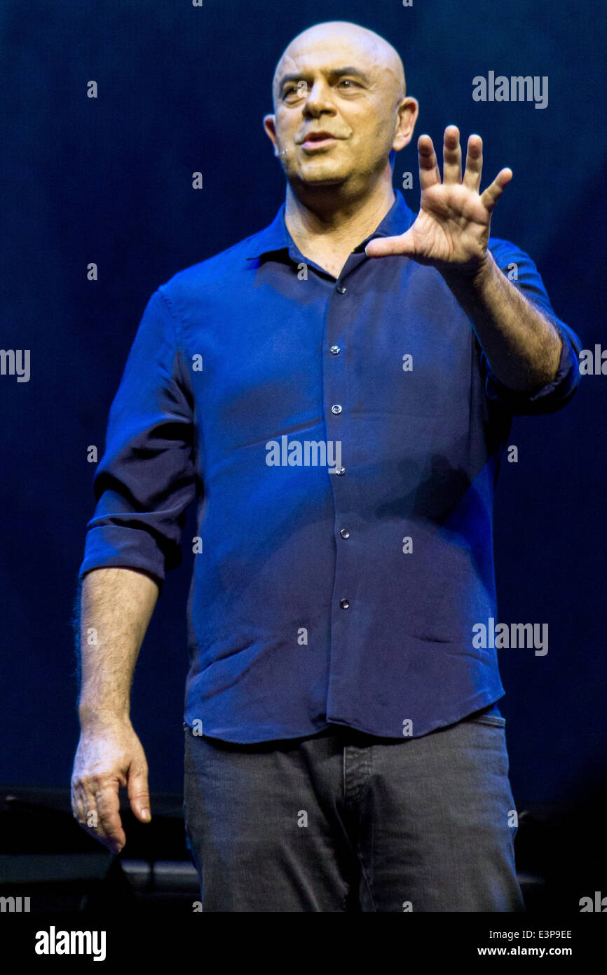 The comedian Maurizio Crozza entertains the audience with his political ...