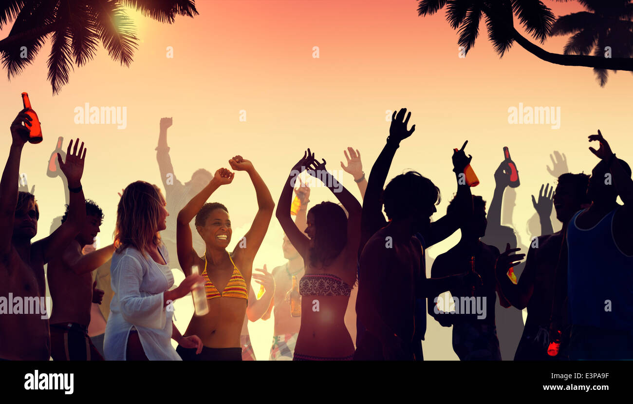 People Having a Party by the Beach Stock Photo - Alamy