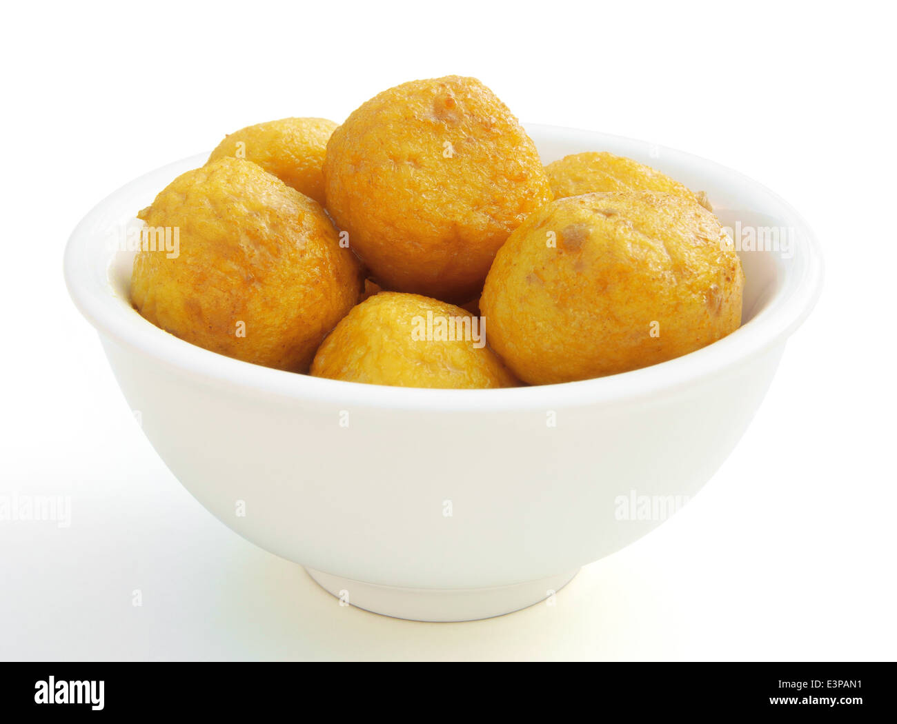 curry flavor fish balls in bowl with clipping path Stock Photo - Alamy