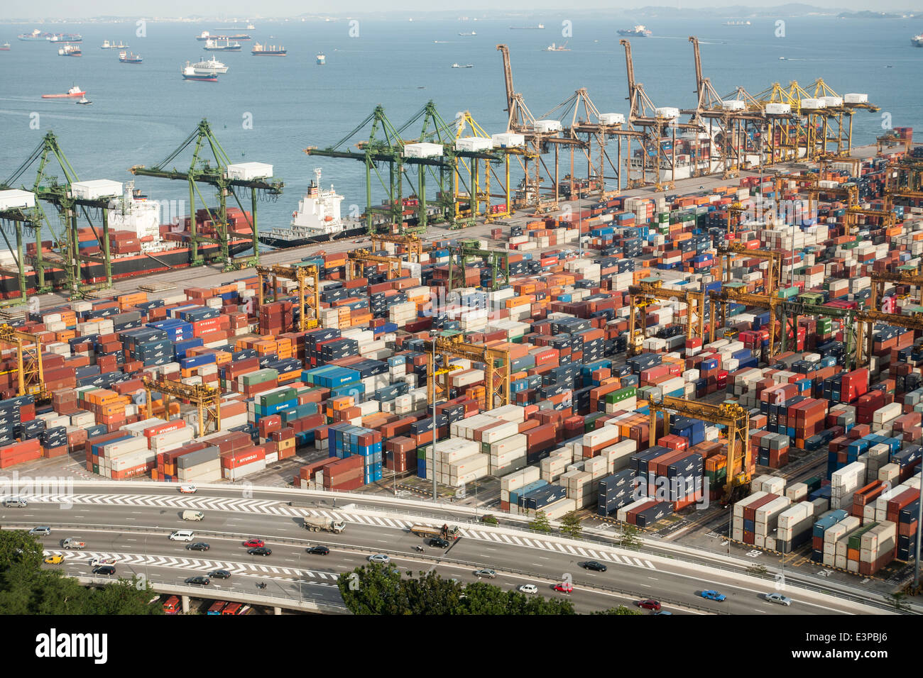 An elevated view of containers in the port of Singapore Stock Photo - Alamy