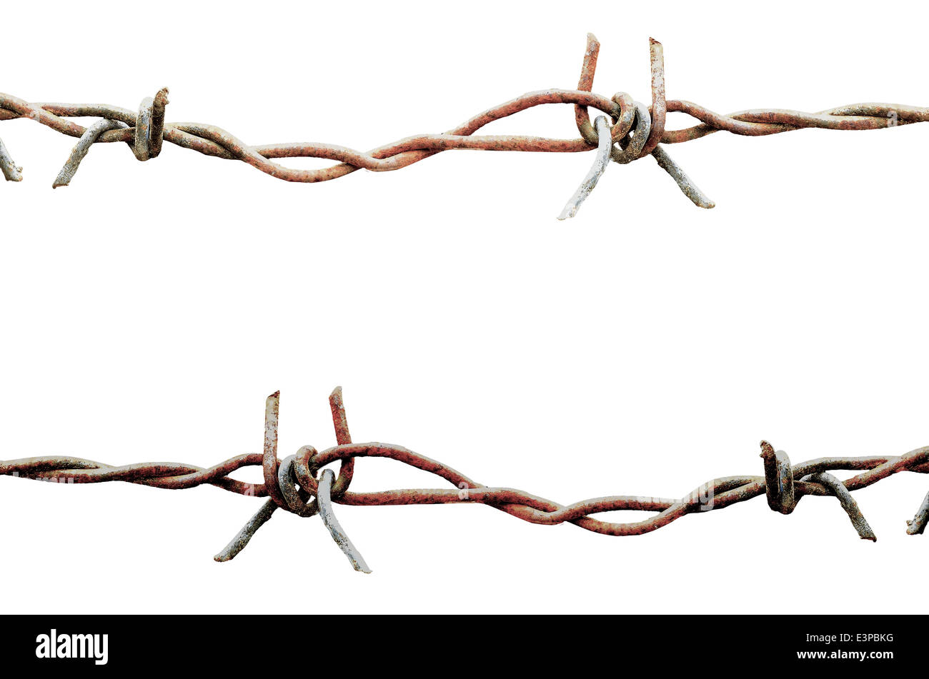 Rusty barbed wire on white background Stock Photo - Alamy
