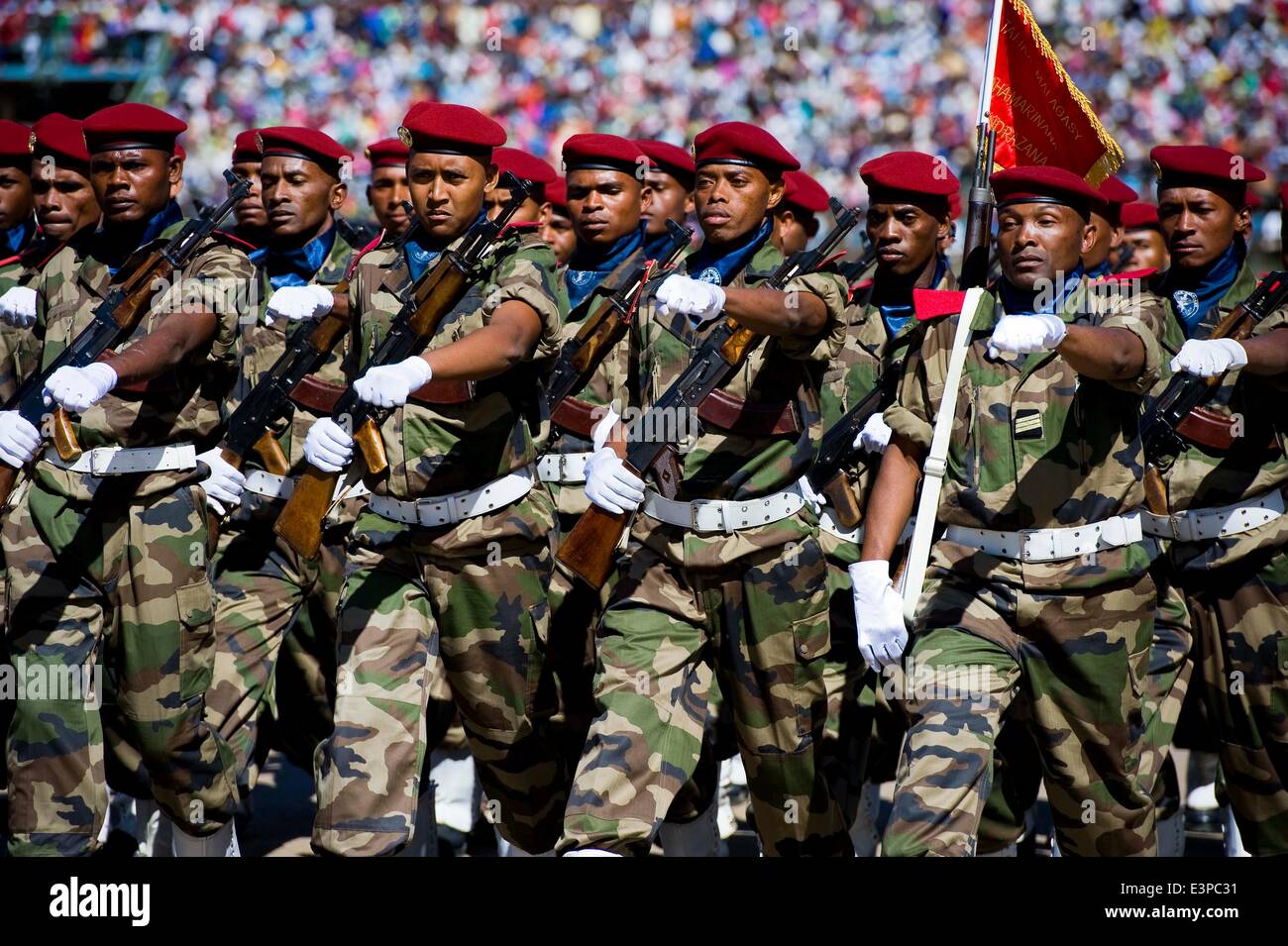 Antananarivo, Madagascar. 26th June, 2014. Madagascar soldiers attend a ...