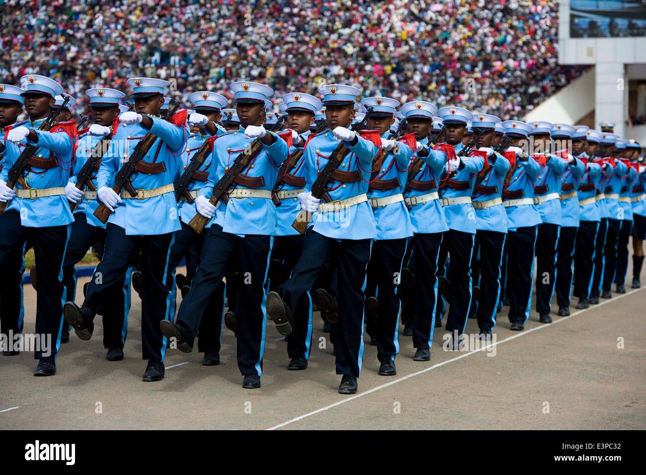Antananarivo, Madagascar. 26th June, 2014. Madagascar soldiers attend a ...