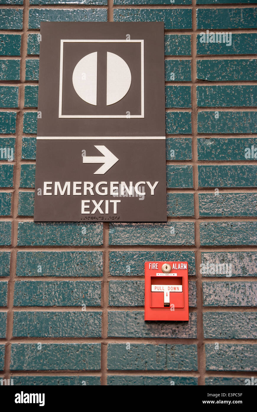 fire alarm and emergency exit Stock Photo - Alamy