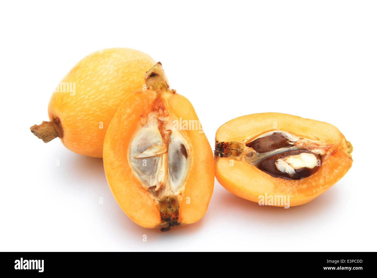 fresh loquat medlar fruit on white background Stock Photo - Alamy