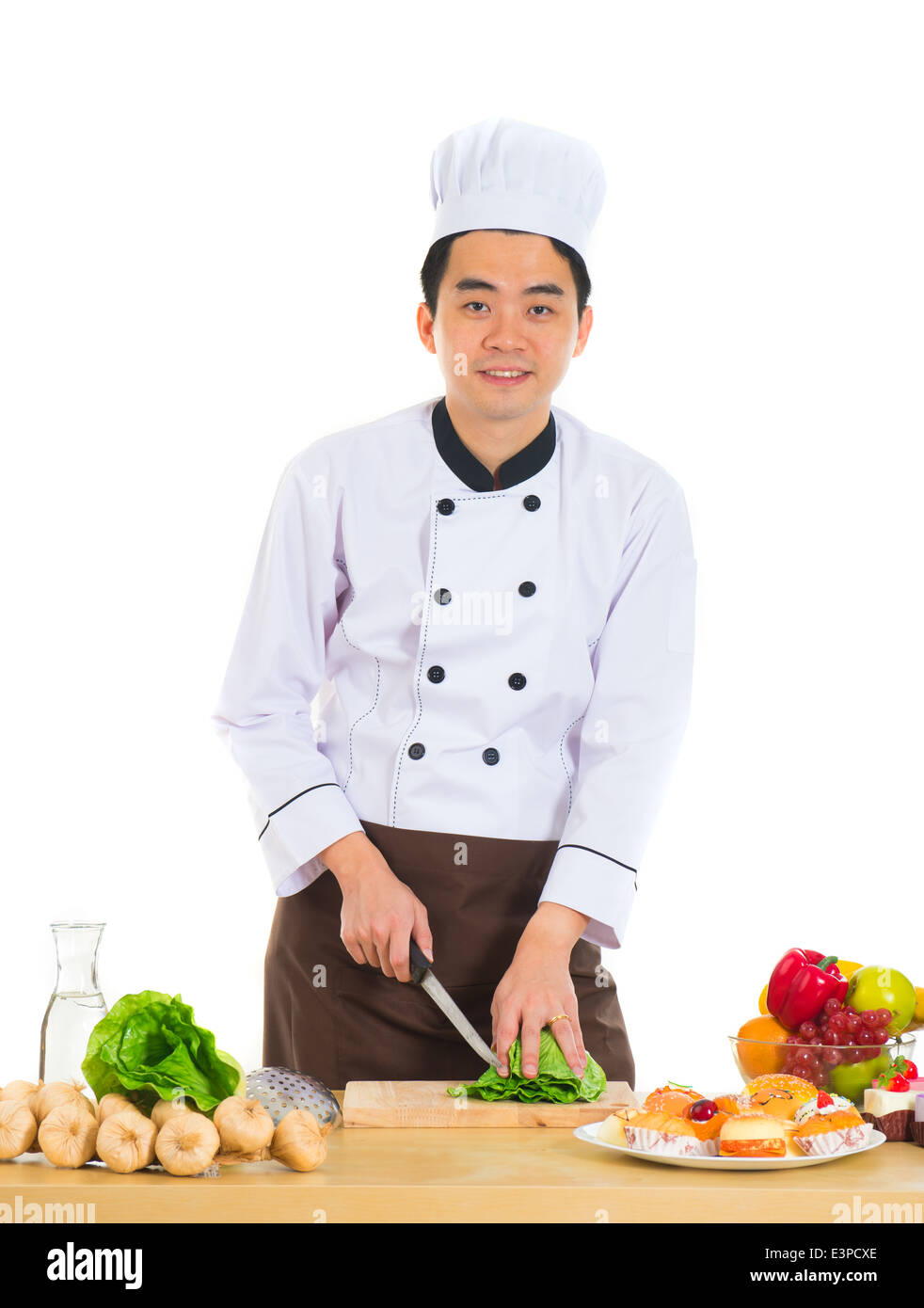 asian male chef isolated white background Stock Photo - Alamy