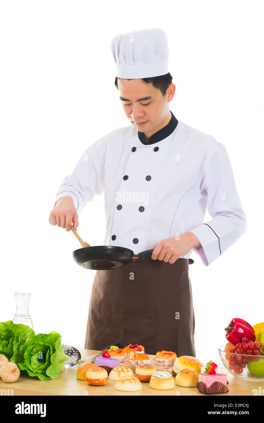 asian male chef isolated white background Stock Photo - Alamy