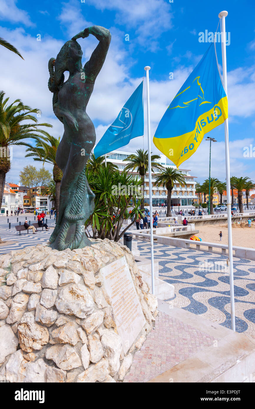 Statue of a Mermaid on the seafront Cascais Lisbon Portugal Stock Photo ...