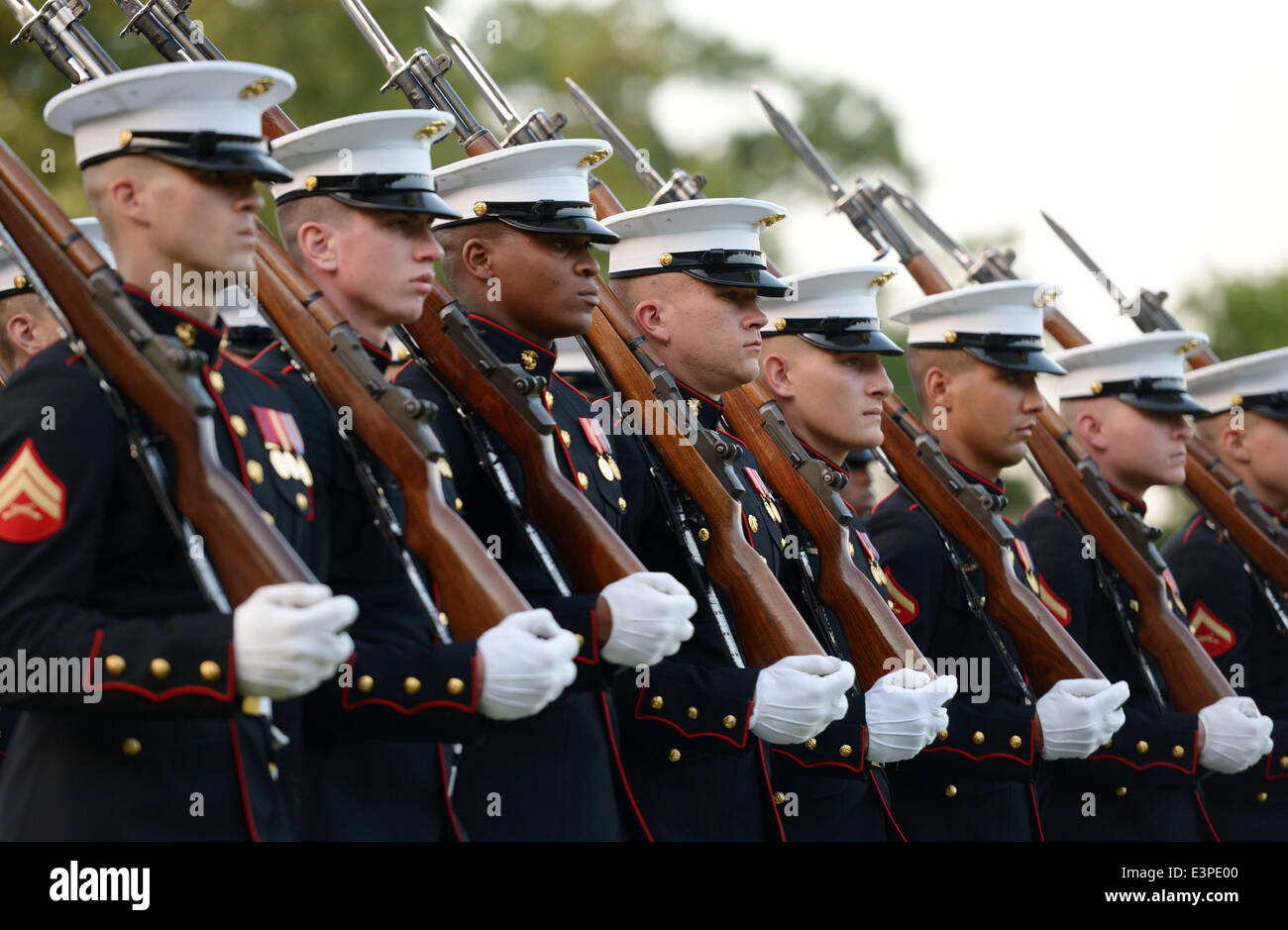 Washington, DC, USA. 24th June, 2014. Members of the U.S. Marine Corps ...
