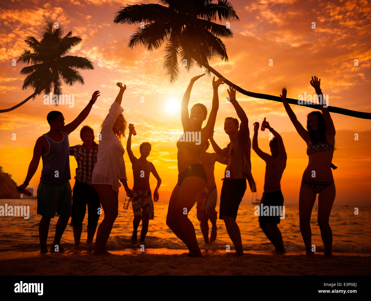 Group of Cheerful People Partying on a Beach Stock Photo - Alamy