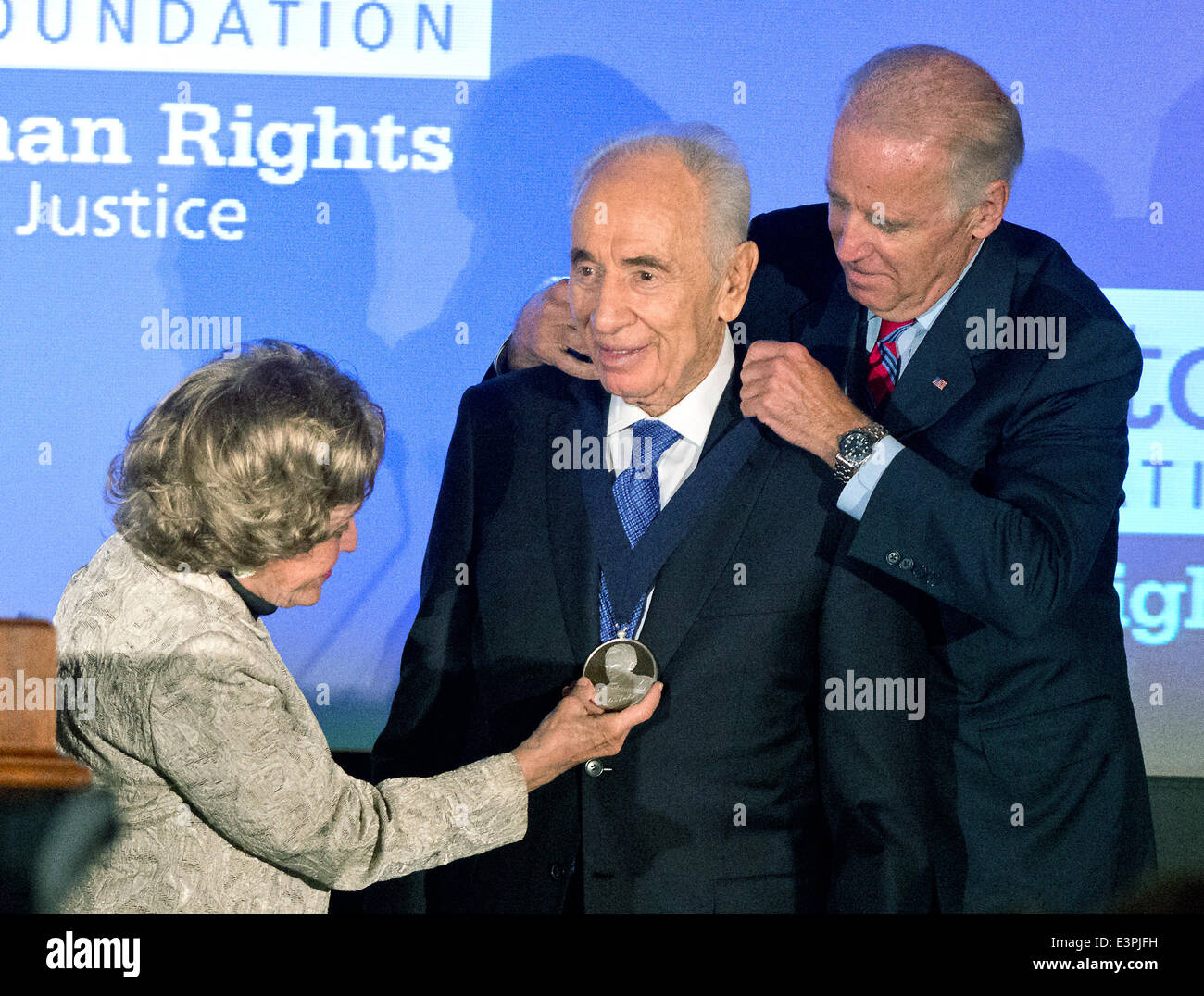 United States Vice President Joe Biden presents President Shimon Peres ...