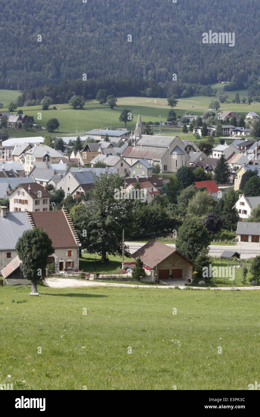 Resort village of Autrans in the National Natural Park of Vercors ...