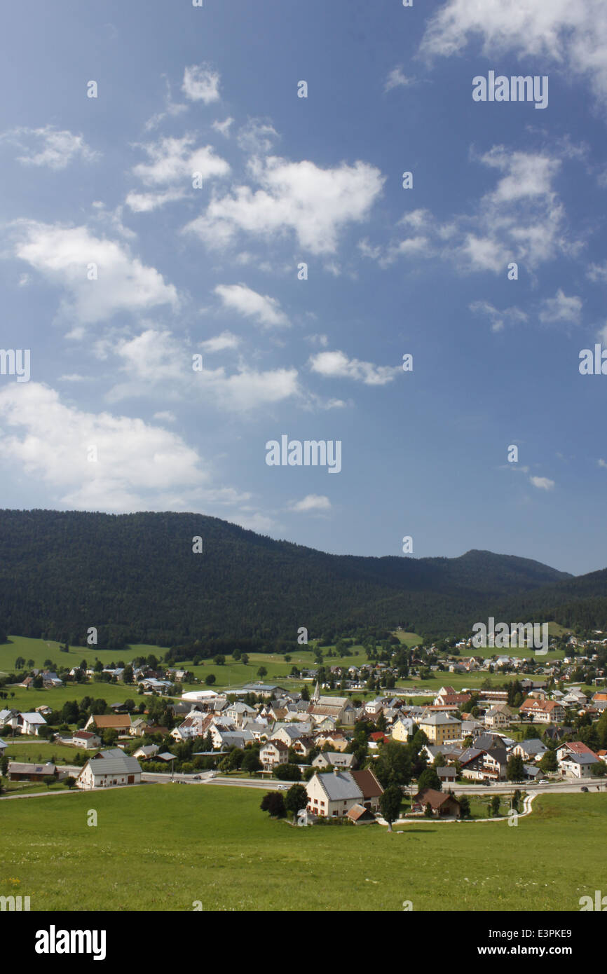 Resort village of Autrans in the National Natural Park of Vercors ...