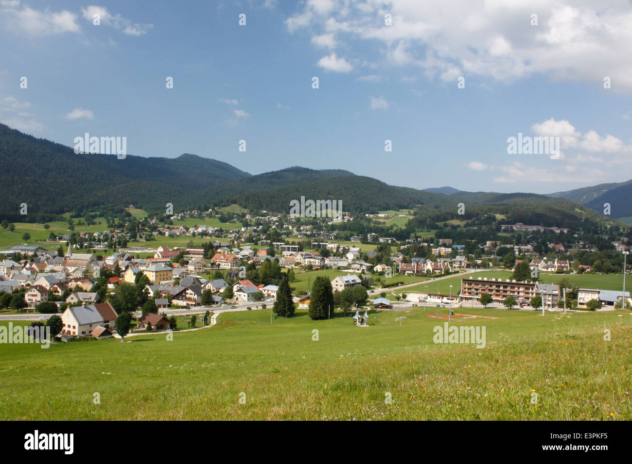 Resort village of Autrans in the National Natural Park of Vercors ...
