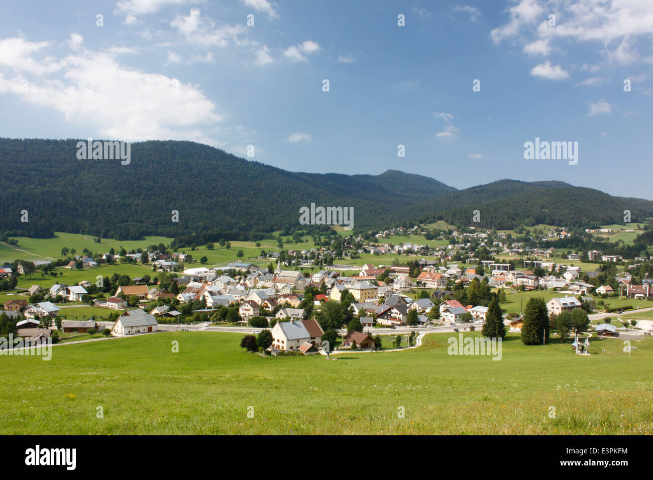 Resort village of Autrans in the National Natural Park of Vercors ...