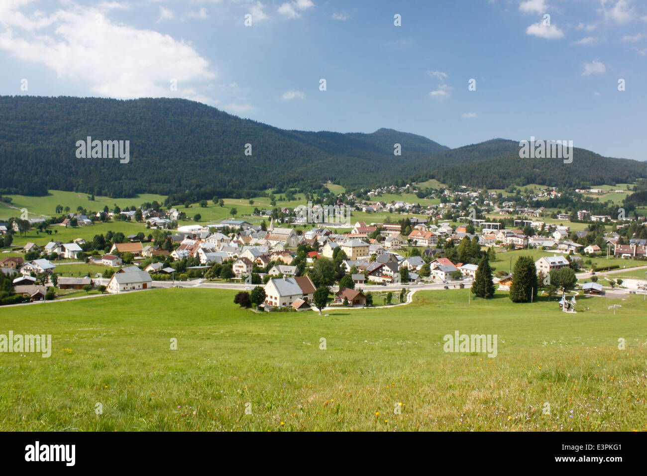 Resort village of Autrans in the National Natural Park of Vercors ...