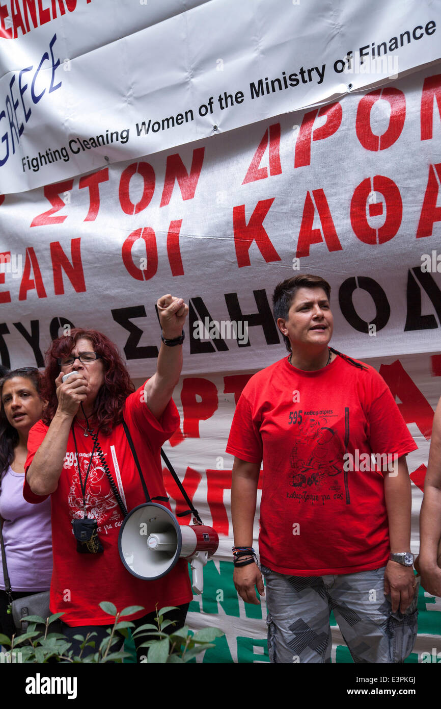 Greek cleaning women protest. Greek cleaning women protest against ...