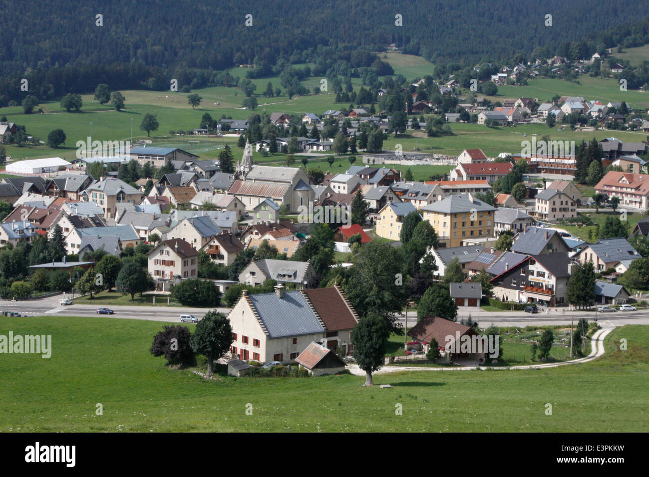 Resort village of Autrans in the National Natural Park of Vercors ...
