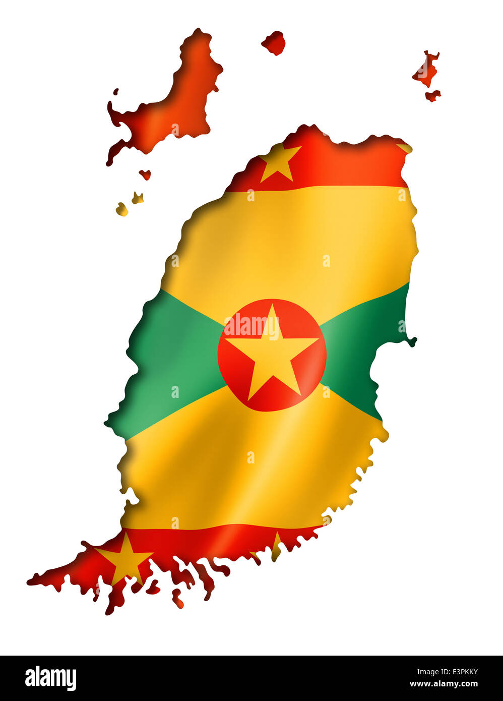 Grenada flag map, three dimensional render, isolated on white Stock ...