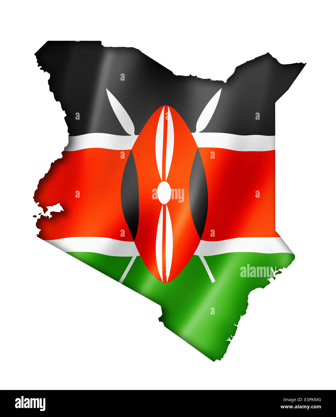 Kenya flag map, three dimensional render, isolated on white Stock Photo ...