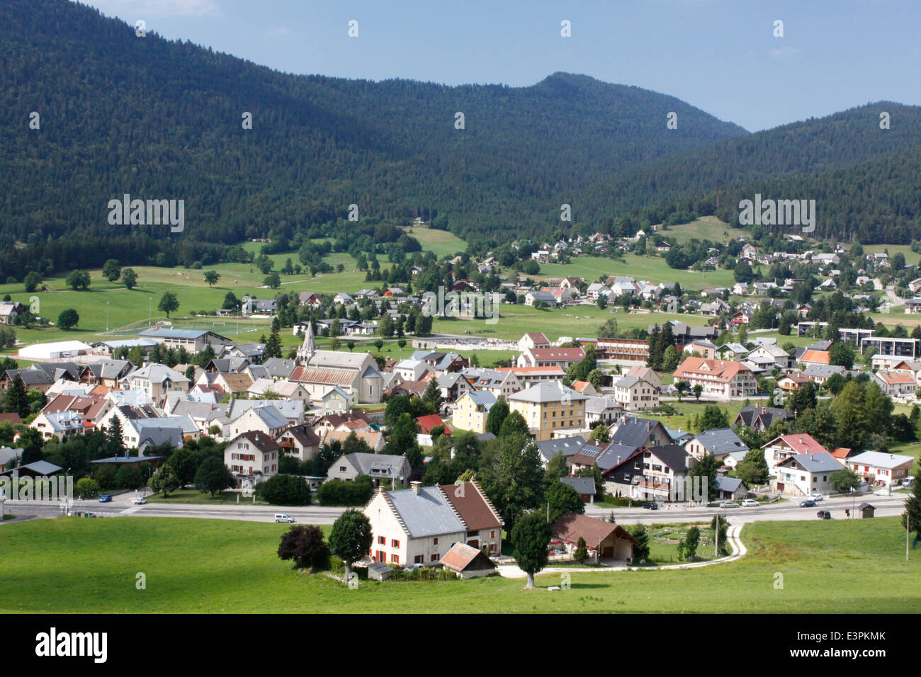 Resort village of Autrans in the National Natural Park of Vercors ...