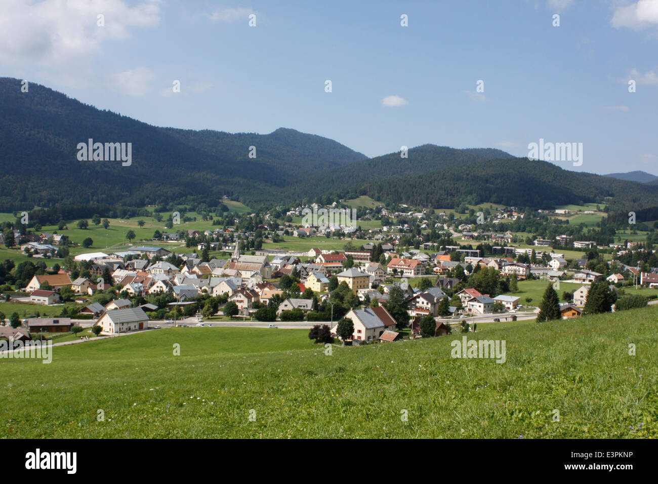 Resort village of Autrans in the National Natural Park of Vercors ...