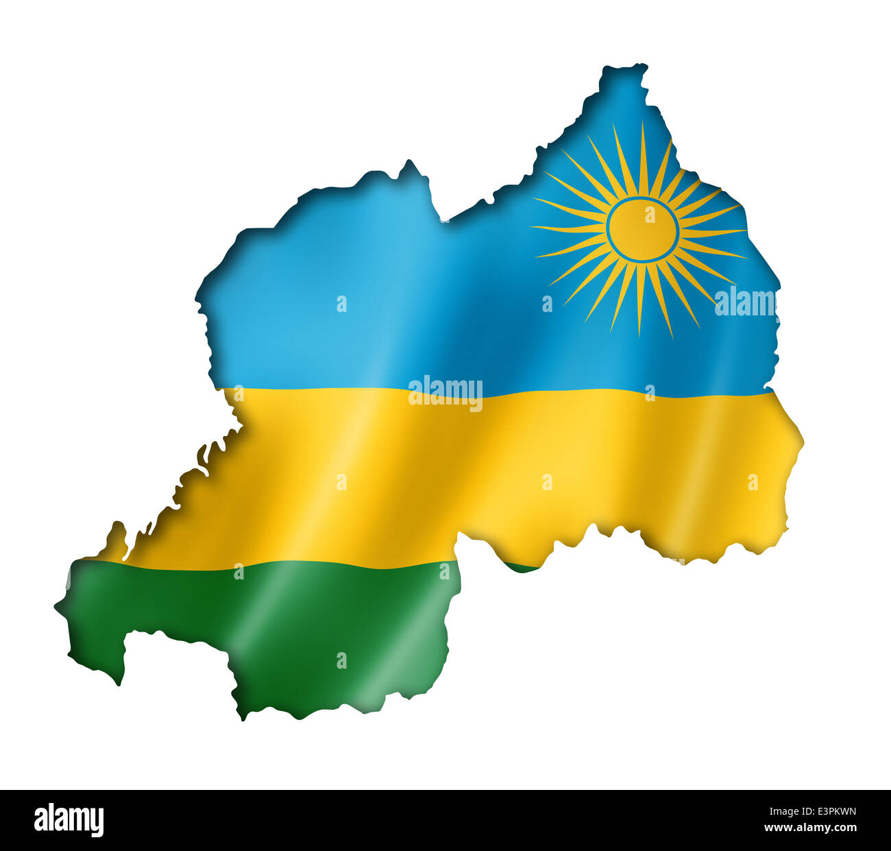 Rwanda flag map, three dimensional render, isolated on white Stock ...