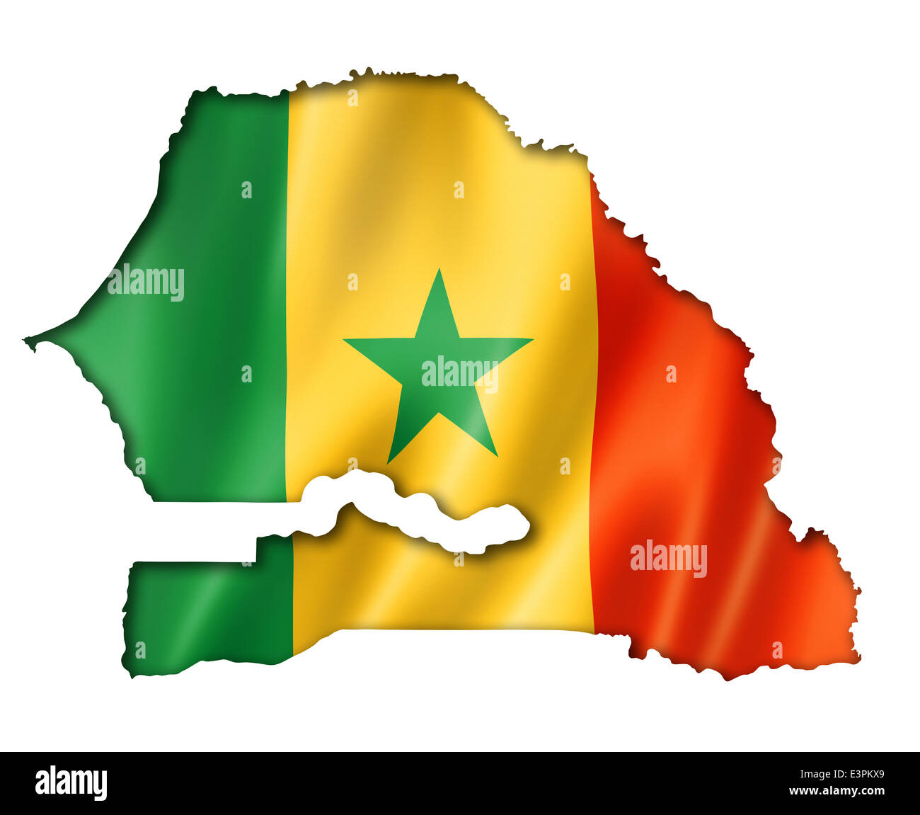 Senegal flag map, three dimensional render, isolated on white Stock ...