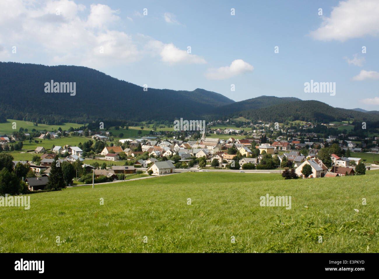Resort village of Autrans in the National Natural Park of Vercors ...