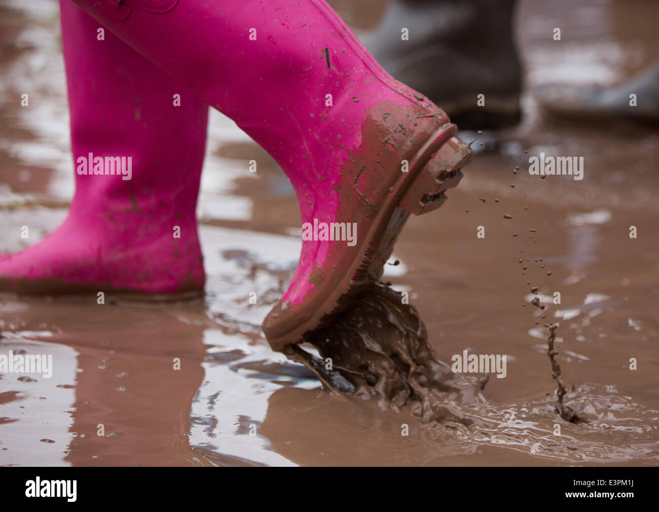 Wellington boots are seen walking through the muddy fields of Worthy ...