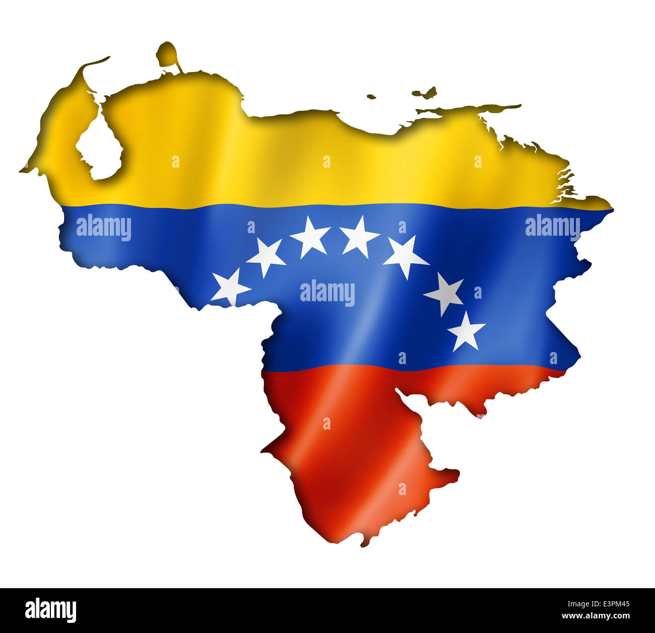 Venezuela flag map, three dimensional render, isolated on white Stock ...