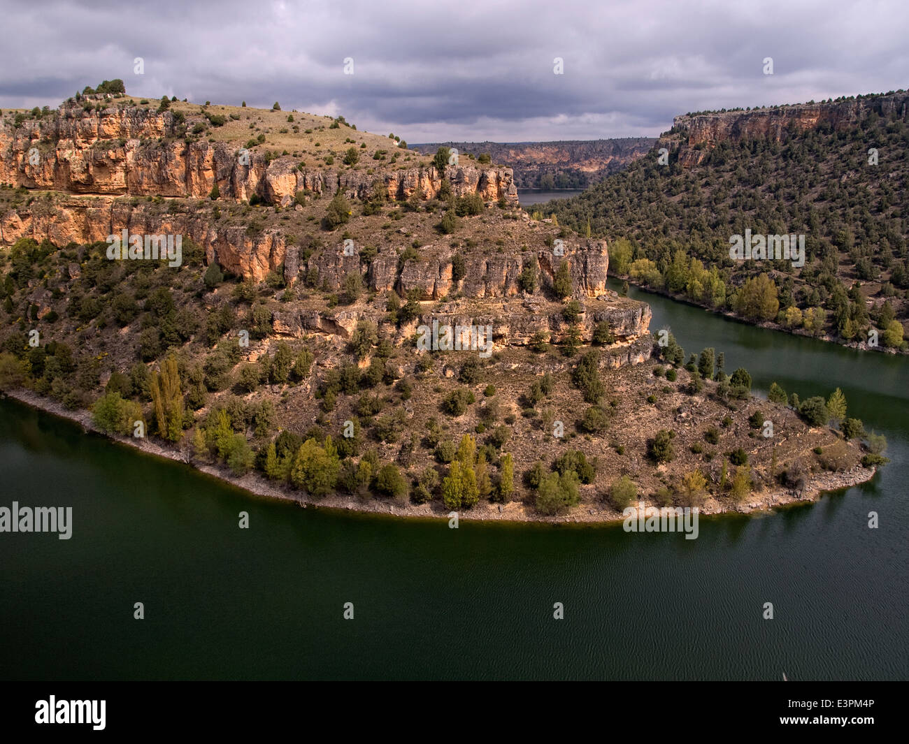 Horizontal picture of a meander of the Duraton river. Hoces del Duraton ...