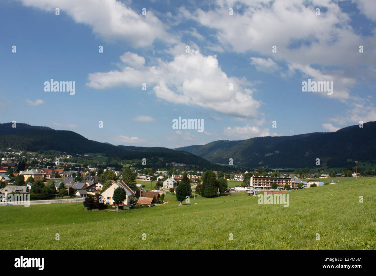 Resort village of Autrans in the National Natural Park of Vercors ...