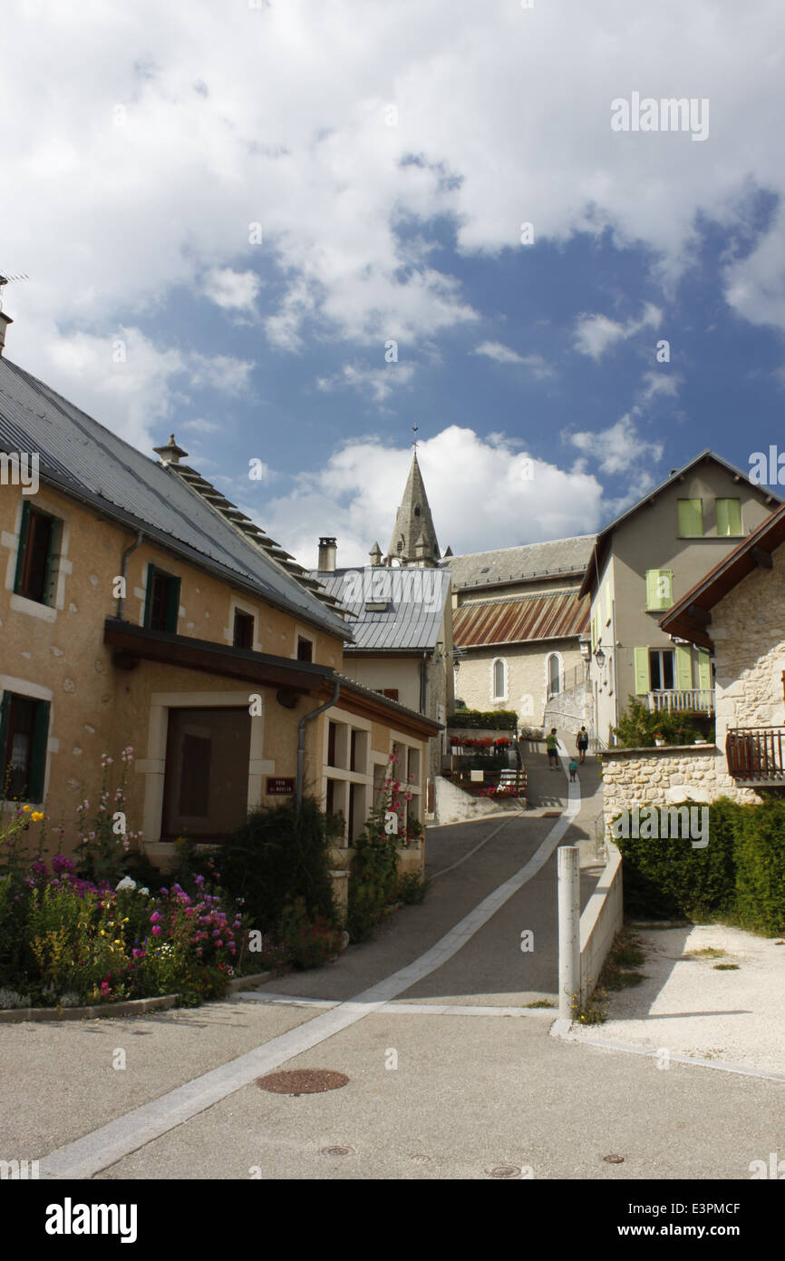 Resort village of Autrans in the National Natural Park of Vercors ...