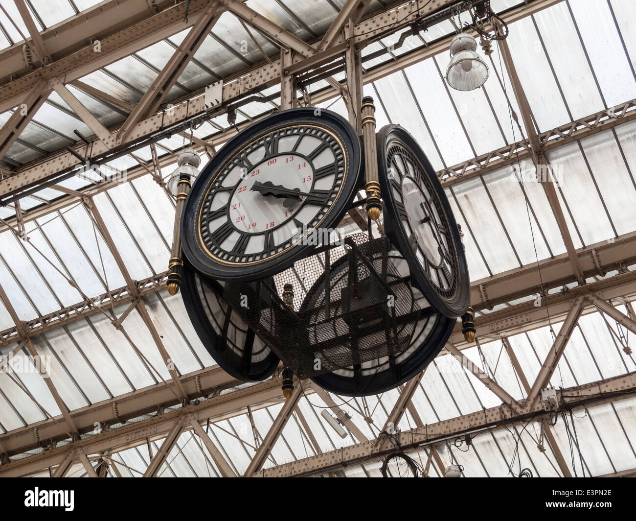 Station clock at Waterloo Station, London, a famous meeting point on ...