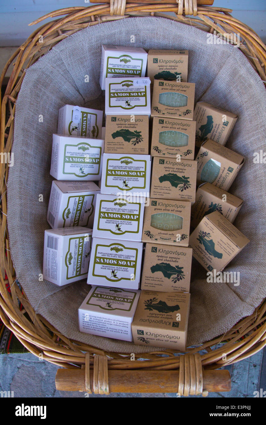 Olive oil soap bars, souvenir shop, Pythagoreio, Samos, Aegean Sea ...