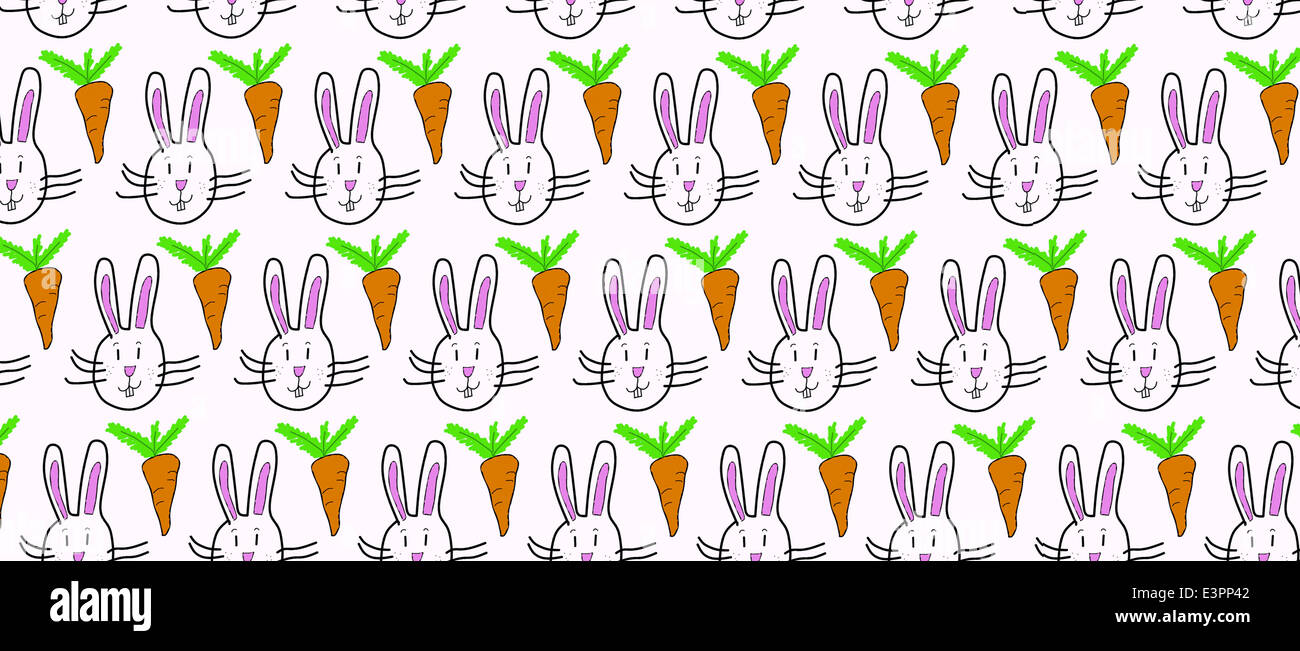 Illustration of symmetrical rabbit face and carrots patterned wallpaper ...