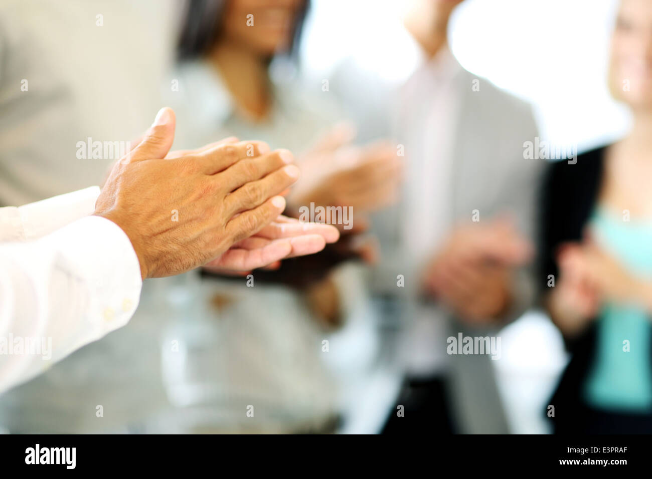 Close-up of business people clapping hands. Business seminar concept ...