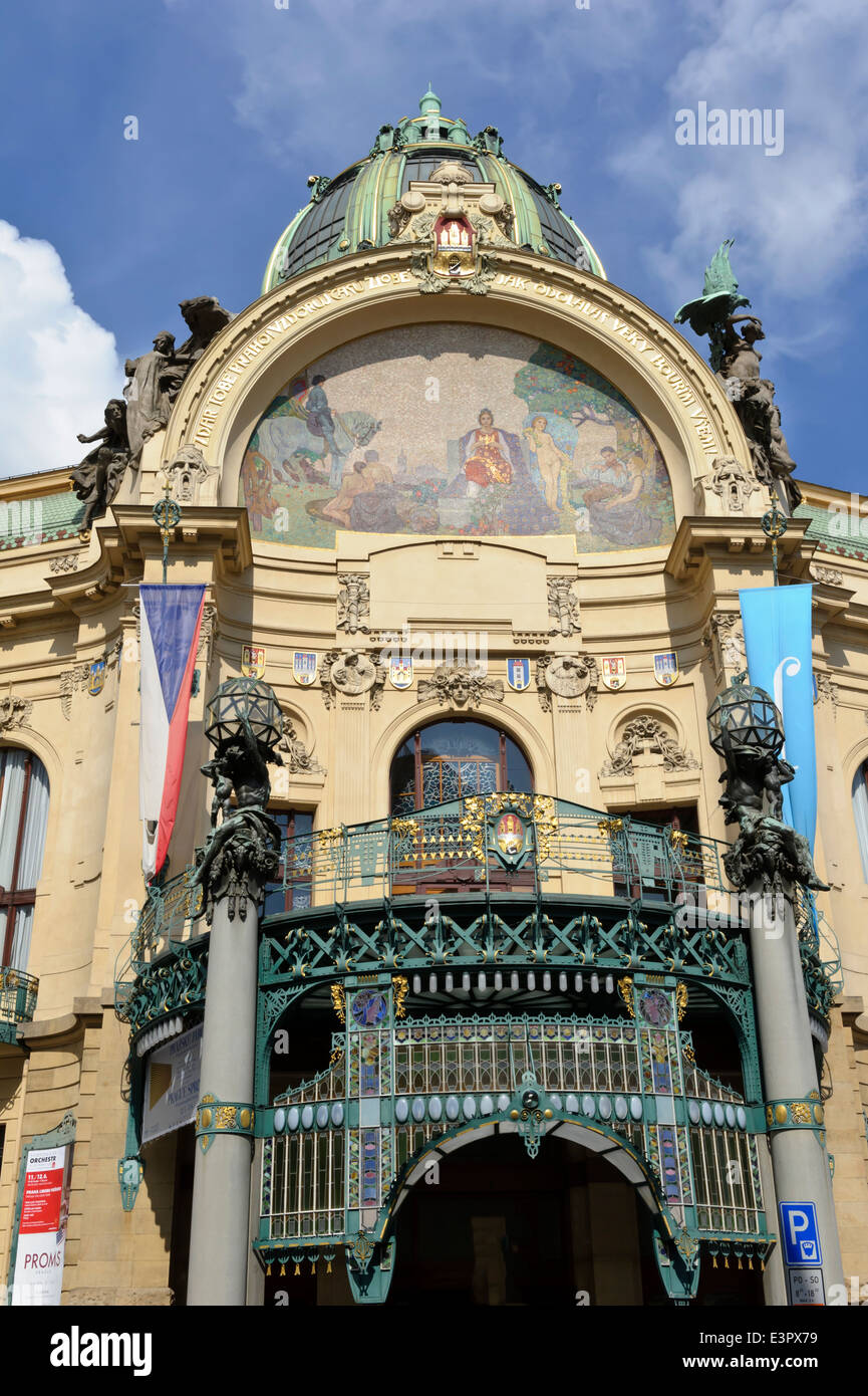The Municipal House, one of Prague iconic buildings, Czech Republic ...